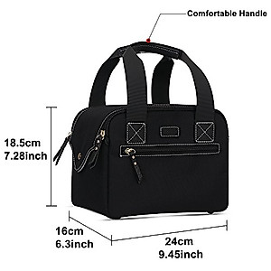 Skycase Lunch Bag for Women, Insulated Lunch Bag with Washable Utensils Pouch, Bento Lunch Tote Bag for Women, Men,Lunch Box Organizer for Office/Travel/Picnic/Camping,Black