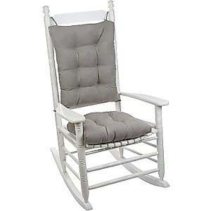 Klear Vu Omega Non-Slip Rocking Chair Cushion Set with Thick Padding and Tufted Design, Includes Seat Pad & Back Pillow with Ties for Living Room Rocker, 17x17 Inches, 2 Piece Set, Gray