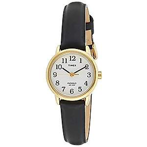 Timex Women's T20433 "Easy Reader" Gold-Tone and Black Leather Watch