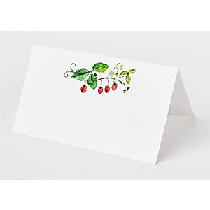 Place Cards with Strawberries on the Vine for Weddings, Showers, and Dinner Parties. Table Tent Style, Scored for Easy Folding. (50)