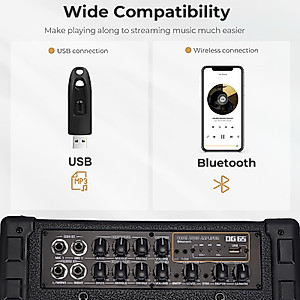 Vangoa Electric Drum Amp 65W Professional Wireless Electronic Drum Amplifier Speaker 3-Band EQ USB E Drum Personal Monitor Keyboard Speaker, Black