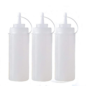 EORTA 3 Pack Plastic Squeezable Bottles with Tip Caps Squirt Condiment Containers, 32 Ounces Dispensers for Ketchup Mustard Sauce Olive Tomato Salad, Home Kitchen Restaurant BBQ, White