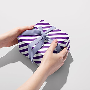SaringSwoon Purple Wrapping Paper - Gift Wrap With Stripes and Polka Dot Design for Christmas, Birthday, Baby Shower, Wedding, Holiday - 20×29 Inches, 6 Folded Sheets
