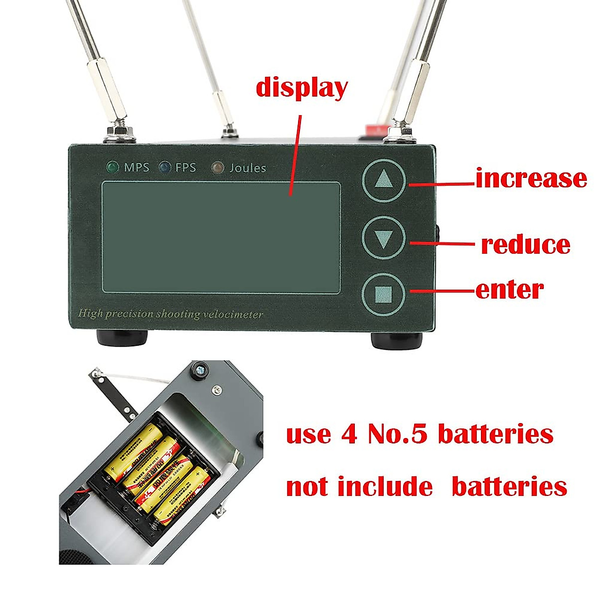 Ballistic Precision Chronograph Bullet Bow Velocity Speed Tester Slingshot Chronograph Velocity Meter Measurement Tool with FPS & MPS Readings (Shooting Chronograph)