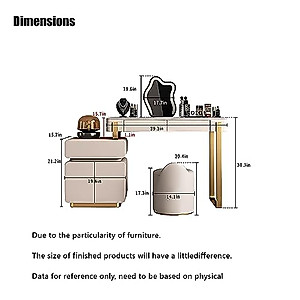 ZGNBSD Luxury Vanity Set - Elegant Makeup Table with Intelligent Mirror, Storage & Comfy Chair, Crafted Solid Wood Bedroom Vanity, for Her