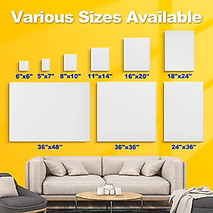 Stretched Canvases for Painting 5 Pack 16x20 Inch, 100% Cotton 12.3 oz Triple Primed Painting Canvas, 3/4" Profile Acid-Free Large Paint Canvas Blank Canvas for Acrylic Pouring Oil Watercolor Painting