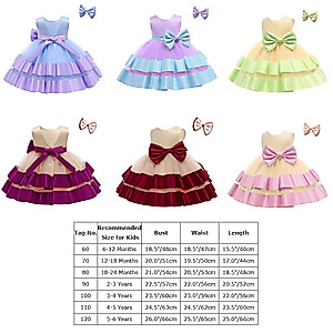 Flower Girls Bowknot Tutu Dress for Kids Baby Christening Baptism Communion Birthday Party Formal Dress Toddler Princess Pageant Wedding Bridesmaid Backless Gown + Headwear Purple + Blue 12-18 Months
