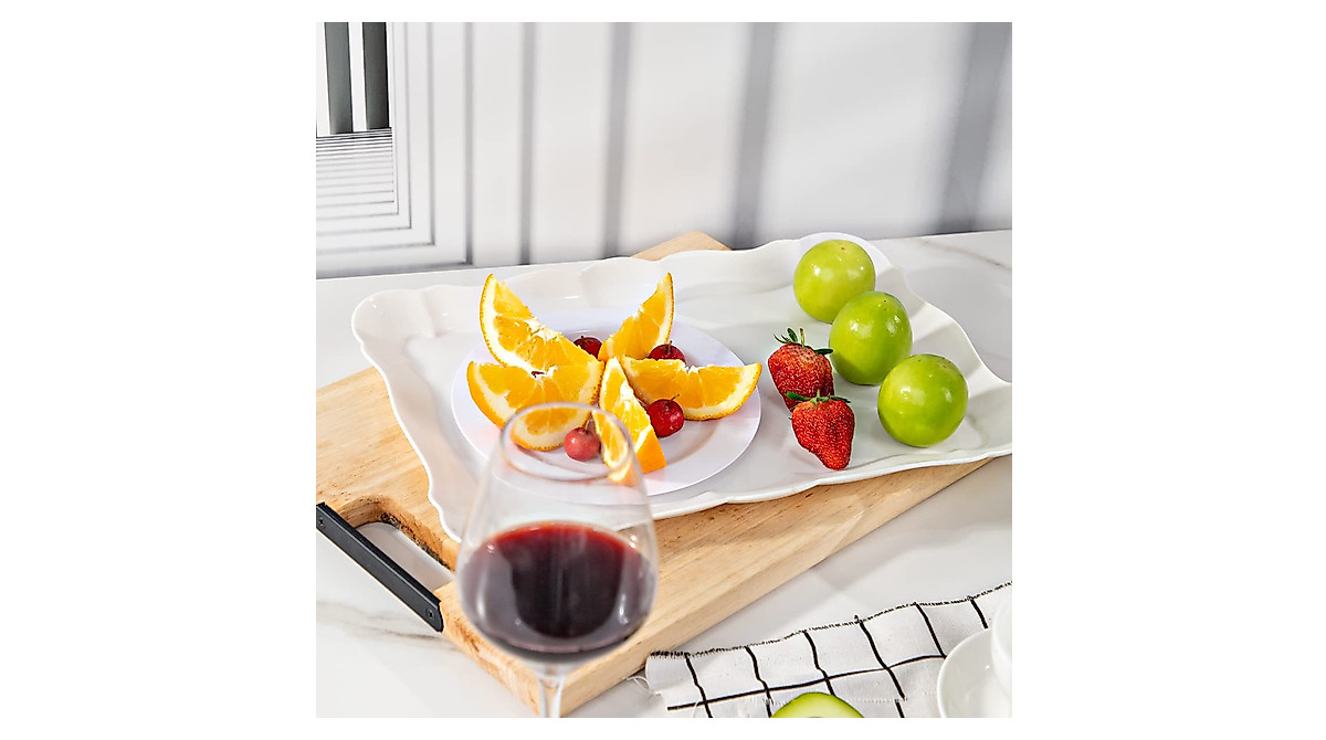 MirthMood 12 Pack White Plastic Serving Trays - Durable Party Platters