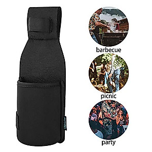 Beautyflier Outdoor Drink Hip Holder Handmade Neoprene Single Bottle Can Beverage Holder Black