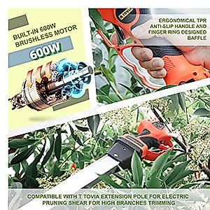 T TOVIA Professional Cordless Electric Pruning Shears Body without Battery, 25V Garden Tree Trimmer with Brushless Motor, 40mm Cutting Diameter, LCD Power Display