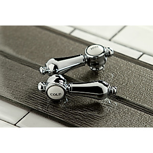 Kingston Brass NS4467BAL Water Onyx Widespread Lavatory Faucet with Brass Pop-up Drain, Black Stainless Steel with Chrome Trim