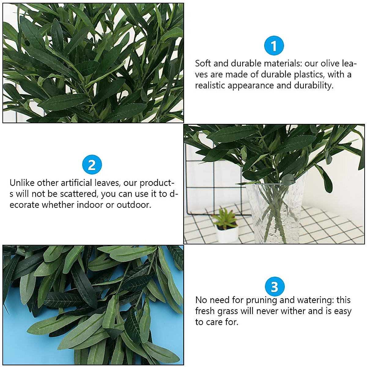 Artificial Olive Branch Greenery Leaves Stem Fake Plant Olive Tree Branches Photography Props for Office Wedding Greenery Decorations