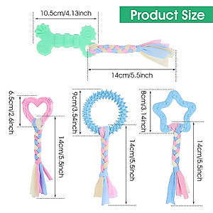 cobee Puppy Teething Chew Toys, 4 Pcs Puppy Toys with Interactive Cotton Ropes for Teething Small Dogs, Rubber Puppy Chew Toys Cute Small Dog Toys for Dogs Oral Teeth Soothe Itching Puppy Chew Toys