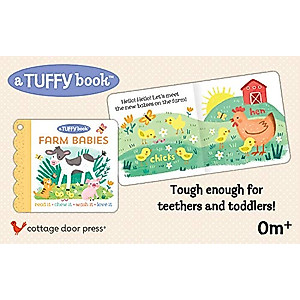 Tuffy Farm Babies Book - Washable, Chewable, Unrippable Pages With Hole For Stroller Or Toy Ring, Teether Tough, Ages 0-3 (A Tuffy Book)