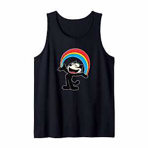Rainbow Felix Funny Cat Cartoon & Retro Comics Graphic Tank Top