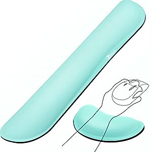 Gimars Superfine Fiber Widen Memory Foam Set Nonslip Mouse Pad Wrist Support & Keyboard Wrist Rest Support for Office, Computer, Laptop & Mac & Comfortable & Lightweight for Easy Typing & Pain Relief