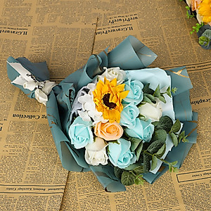 20 Sheets Flower Wrapping Papers Marble Flower Wrappers Waterproof Floral Bouquet Gift Package Paper Florist Packaging Supplies for Mother's Day Birthday Wedding Holiday Decoration