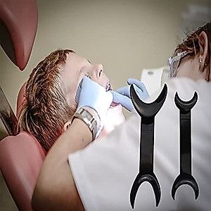 8 Pack Black T-Shape Intraoral Cheek Lip Retractor, 4 Large Size+4 Small Size Double Head Mouth Opener for Teeth Whitening Retractor, Dental Orthodontic Oral Care Tool