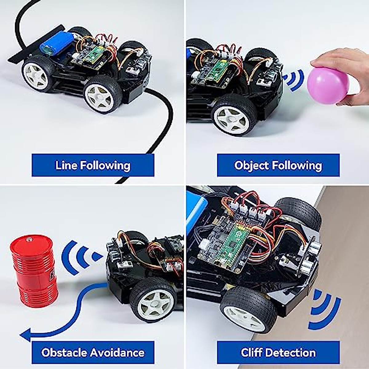 SunFounder Robot Car Kit for Raspberry Pi Pico, Open Source, MicroPython, App Control, RGB LED, Electronic DIY Robot Kit for Teens and Adults (Battery Included)