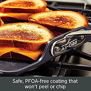 All-Clad Essentials Hard Anodized Nonstick Grill/Griddle Pan Set 11 Inch Oven Safe 350F Pots and Pans, Cookware Black