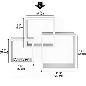 Ballucci Modern Interlocking Cube Floating Shelves, Wall Mount Wood Square Shelves for Living Room, Bedroom, Bathroom, Easy to Install Wall Decor Box Shelves, White