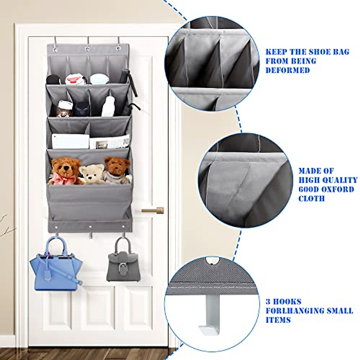 Alltope Over The Door Shoe Organizer, Large Hanging Shoe Organizer with 11 Pockets, Extra Large Fabric Pockets Oxford Cloth Shoes Storage Organizer for Men Sneakers Women High Heeled Shoes Storage