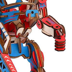 3D Wooden Puzzle DIY Robot Mechanical Armor Model Wood Craft Kit Laser-Cut Kits Engineering Gears Set Assembly