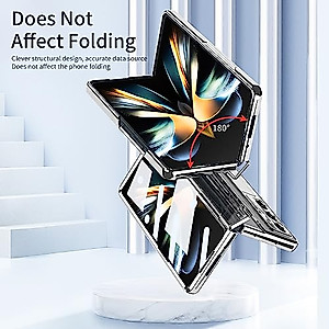 HAII for Galaxy Z Fold 5 Case with Hinge Protection Electroplating Design Built-in Screen Protector Lightweight Kickstand Protective Phone Case for Samsung Galaxy Z Fold 5 2023 Silver