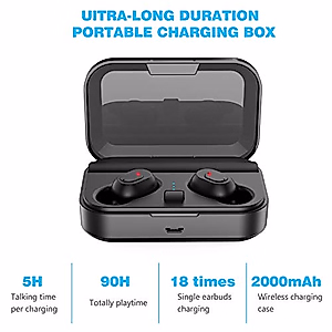 Erligpowht Bluetooth 5.0 Wireless Earbuds with 2000mAh Charging Case Stereo Headphones 90Hours Continuous Playback in Ear Built in Mic Headset Premium Sound with Deep Bass for Sport