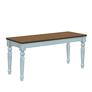 Merax Dining Table Sets, 6 Piece Dining Table Set with Bench, Wooden Kitchen Table Set with 4 Padded Dining Chairs, Home Furniture Dining Set, Walnut+Blue