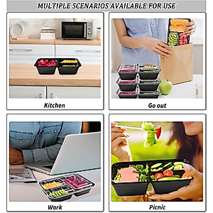 Sports Festival 22 Pack Meal Prep Containers, 43OZ Bento Box, 3 Compartment Divided Food Storage Containers Durable Stackable Reusable, For Microwave/Dishwasher/Freezer（22 Trays & 22 Lids）