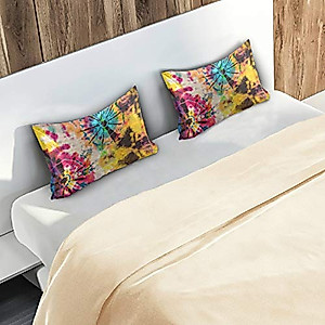 Satin Pillowcase for Hair and Skin Silk Pillowcase Standard Size Abstract Retro Tie Dye Circle Pattern Pillow Cases Cooling Satin Pillow Covers with Zipper Closure