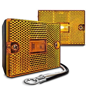 TRUE MODS 2pc 2x3 3x2 Inch Amber LED Stud-Mount Side Marker Light [DOT Certified] [IP67 Waterproof] [ Integrated Reflector] for Utility Boat Trailers Over 80" Camper RV Clearance Light