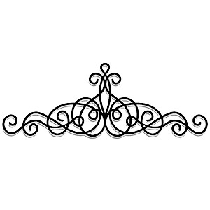 Metal Wall Decor Traditional Metal Scroll Wall Art Decor Rustic Iron Wall Medallion Black Metal Scroll Wall Art Iron Metal Wall Plaque for Home Living Room Decoration, 15.76 x 5.52 Inch