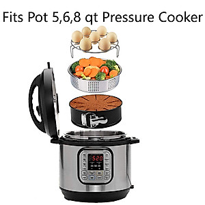 Steamer Basket, Egg Rack Holder, 7" Non-stick Springform Cake Pan, 50 Pcs Cake Paper for Instant Pot Accessories, Vegetable Food Steamer Rack. Fit Pot 5,6,8 qt Pressure