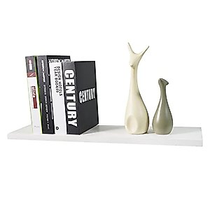 Recogwood 24 Inch Floating Shelves White Floating Shelf for Wall, Durable Natural Wood Oak Floating Shelf for Bedroom Bathroom Kitchen, Easy Assembly, Classic Design, White Color, 24*6*0.8 (1 Pack)