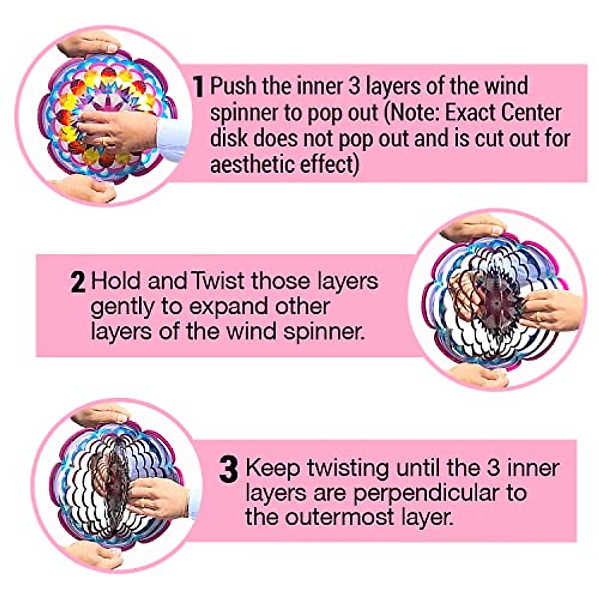 Wind Spinners for Yard and Garden - 12 inches Large - 3D Reflective Stainless Steel Hanging Wind Spinners - Home or Outdoor Decor - Kinetic Metal Art Design - Ideal for Gifts (12 Inches, Sunflower)