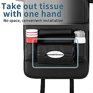 Can Backseat Car Organizer, Protector Kick Mats Table Tray Foldable Dining Table with Tablet Holder Travel Accessories Organizer 1 Pack