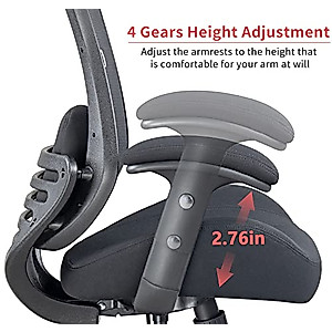 LONGBOSS Drafting Chair Mesh Computer Tall Office Chair, Standing Desk Stool with Lumbar Support Pillow, Height Adjustable Armrest and Adjustable Foot Ring (Black)