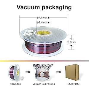 SHANHUI 3D Printer Filament,Triple Color Silk PLA Filament 1.75mm,Gradient Change Gold/Red/Black 3D Printing Filament Bundle, 1kg/2.2lbs