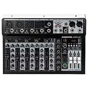 6 Channel Audio Interface Sound Board Mixing Console 16-Bit DSP DJ Mixer Audio Reverb Effect +48V Phantom Bluetooth Studio Audio Mixer For Karaoke Studio Streaming Recording