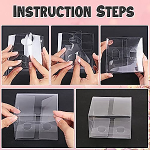 VGOODALL 35PCS 4x4x2.5 Inches Clear Favor Boxes,Transparent Cube Boxes PET Boxes for Wedding, Party,Cookie Boxes, Mini Cake Boxes, Dessert, Pastry, Small Treat Boxes