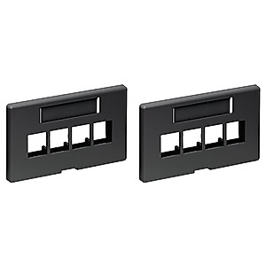 Leviton 49910-HE4 4-Port QuickPort Modular Furniture Faceplate (Herman Miller), Black (Pack of 2)