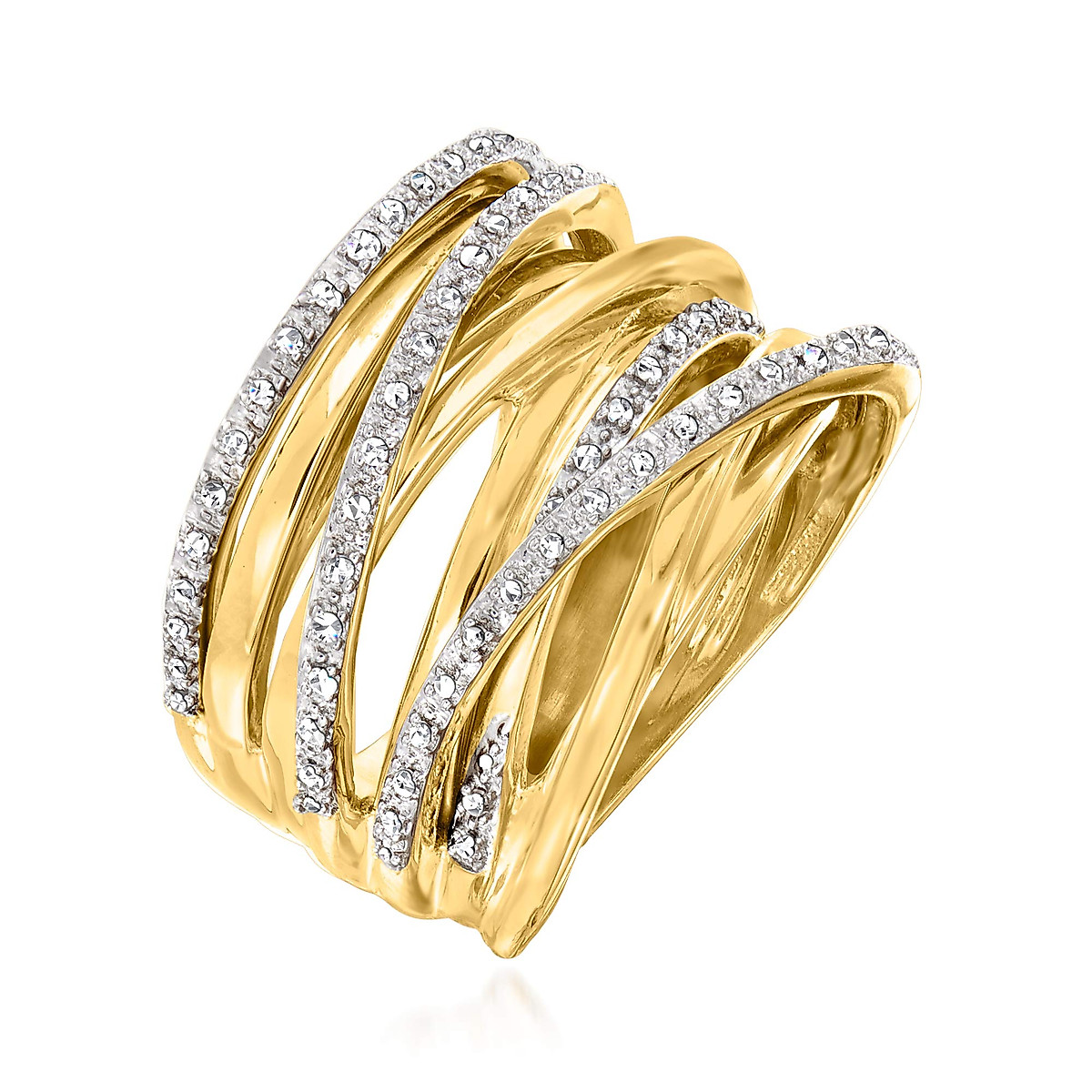 Ross-Simons 0.25 ct. t.w. Diamond Highway Ring in 18kt Gold Over Sterling. Size 7