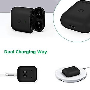 Wireless Charging Case Compatible with AirPods 1 2，Air pods Charger Case Replacement with Bluetooth Pairing Sync Button，no Aipods