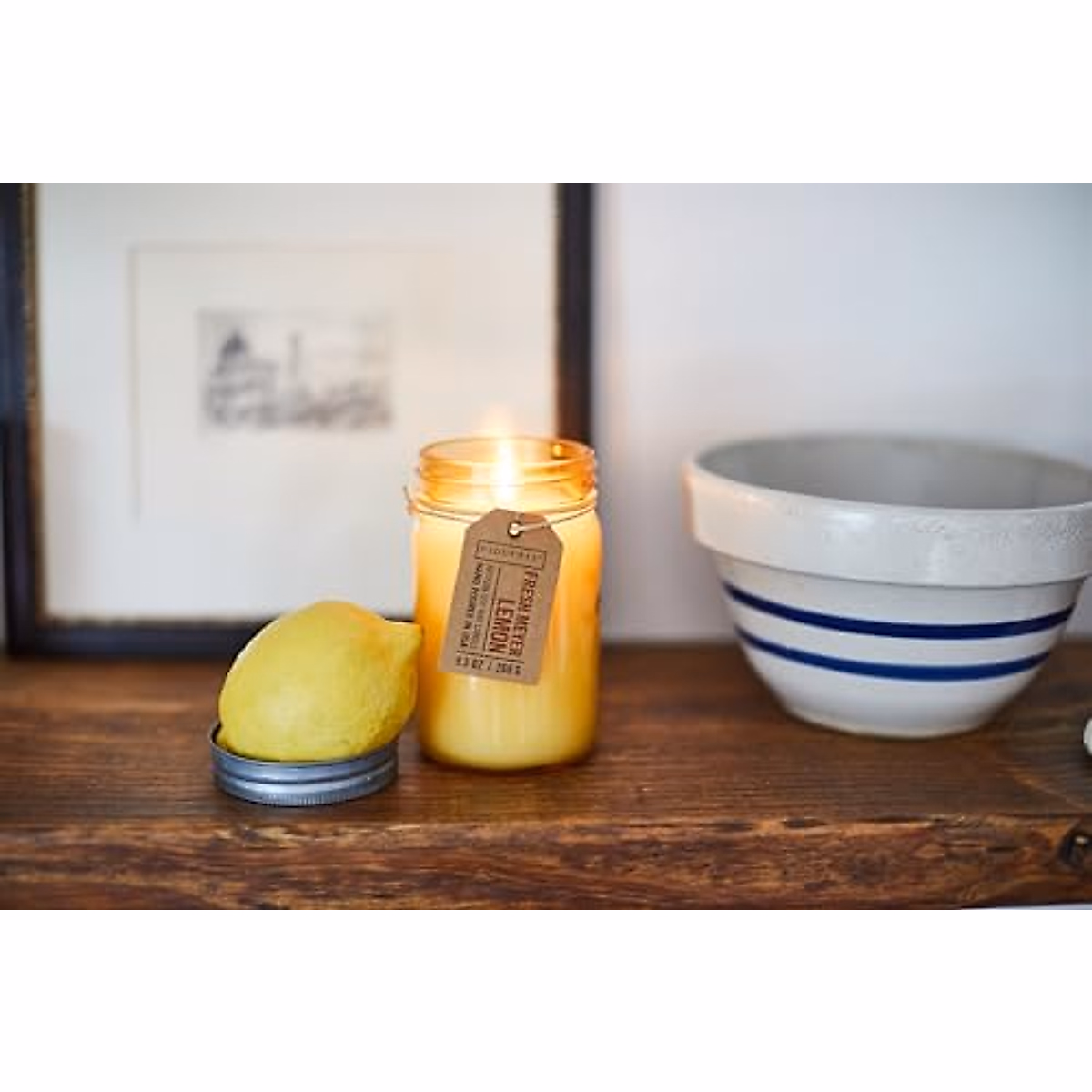Paddywax Scented Candles Relish Mason Jar with Lid Luxury Artisan Candle, 9.5-Ounce, Fresh Meyer Lemon