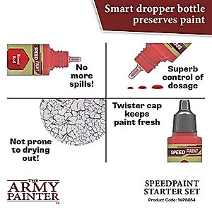 The Army Painter Speedpaint Starter Set - 10x18ml Speed Model Paint Kit Pre Loaded with Mixing Balls and 1 Brush- Base, Shadow and Highlight in One Miniature and Model Paint Set for Plastic Models