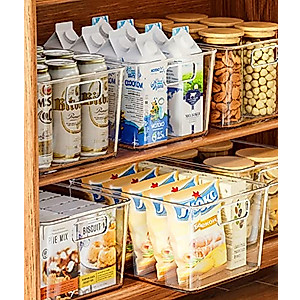 VOMOSI Large Clear Plastic Storage Bins with Lids - 6 Pack Stackable Bins for Pantry Organization, Office, and Bathroom Kitchen