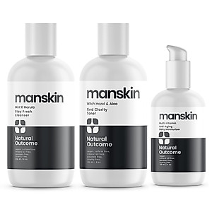 Natural Outcome Mens Skin Care Kit | Mens Facial Care Kit for Men Skincare | Anti-Aging Daily 3 Step Face Care Regimen Includes: Rejuvenating Facial Cleanser, Balancing Toner, & Hydrating Moisturizer