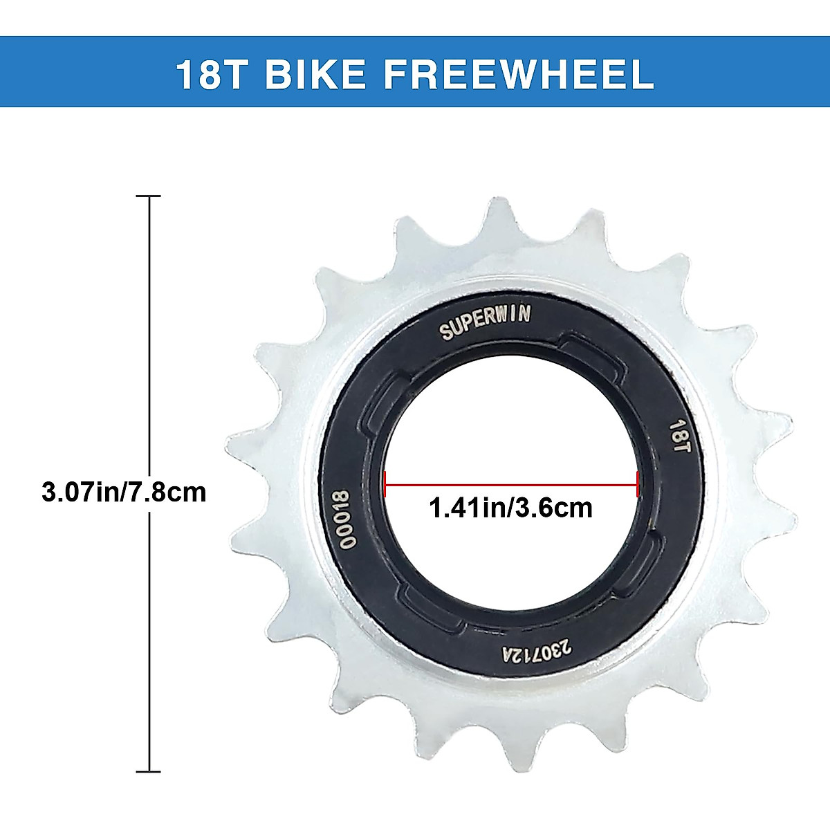 ZUKKA Single-Speed Bike Freewheel,18 Teeth Bicycle Flywheel,Compatible 1/2 x 1/8 One-Speed Cycling Replacement Accessory
